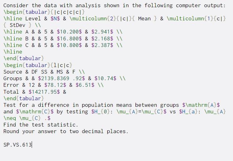 Solved Consider the data with analysis shown in the | Chegg.com