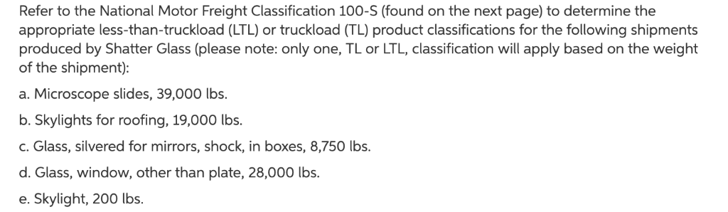 Solved Refer to the National Motor Freight Classification | Chegg.com