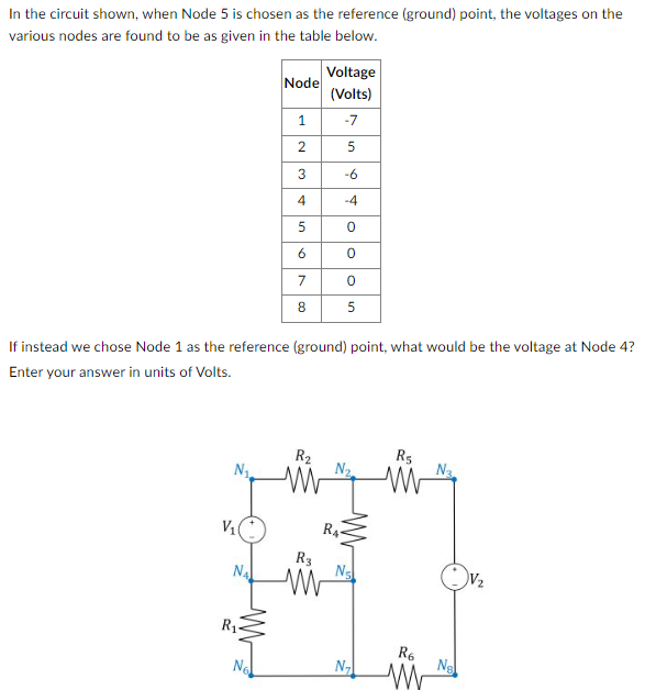 Solved In the circuit shown, when Node 5 is chosen as the | Chegg.com