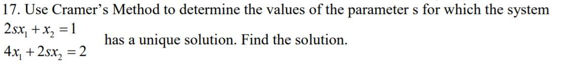 Solved Use Cramer’s Method to determine the values of the | Chegg.com
