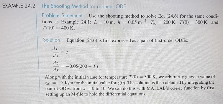 Solved 24.6 Develop an M-file to implement the shooting | Chegg.com