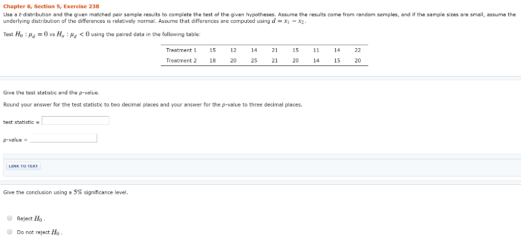 Solved Chapter 6, Section 5, Exercise 238 Use a t | Chegg.com