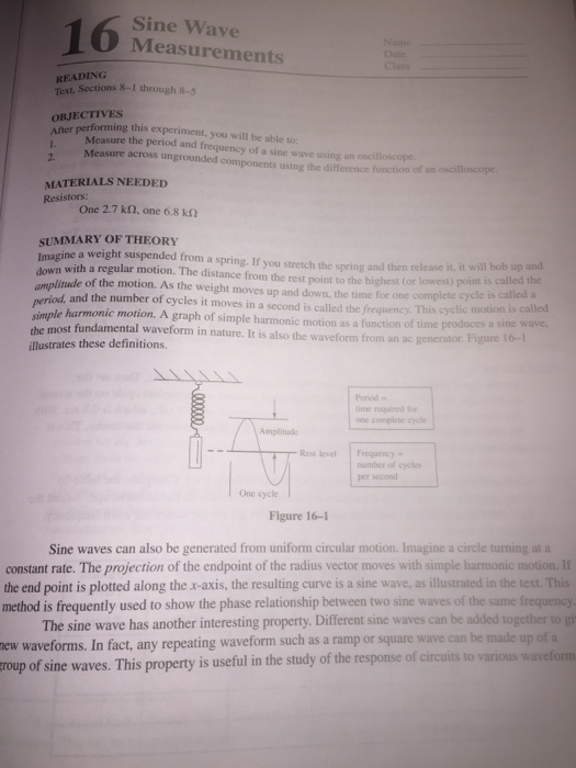 16 Measurements Sine Wave READING Text, Sections 8-1 | Chegg.com