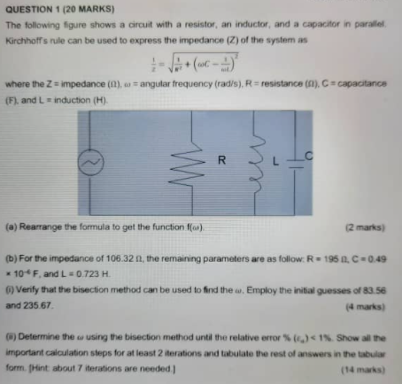 Solved QUESTION 1 (20 MARKS) The following figure shows a | Chegg.com