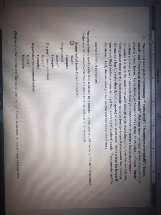 Solved There are 4 main parts of dramaturgy: “Teams entail”; | Chegg.com