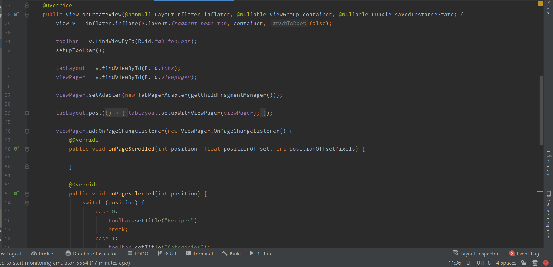 Solved 27 Gradle 28 of @Override public View | Chegg.com