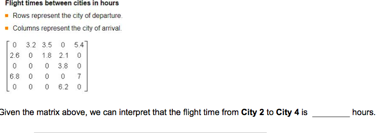 Solved Flight times between cities in hours Rows represent | Chegg.com