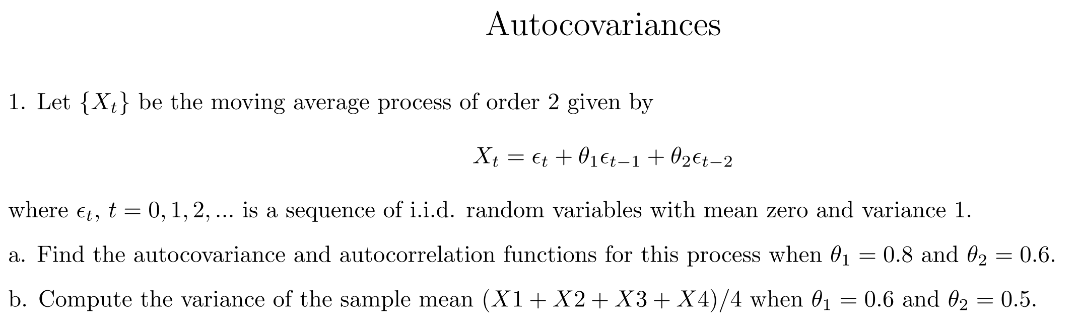 A Find The Autocovariance And Autocorrelation