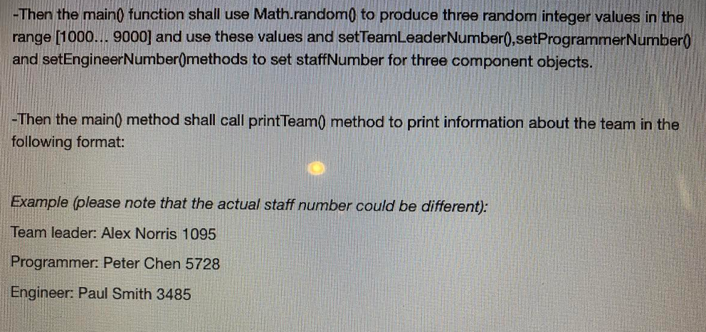 Solved Implement a Java program according to the following | Chegg.com