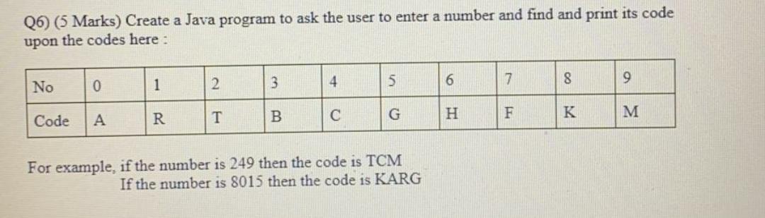 Solved Q6) (5 Marks) Create a Java program to ask the user | Chegg.com