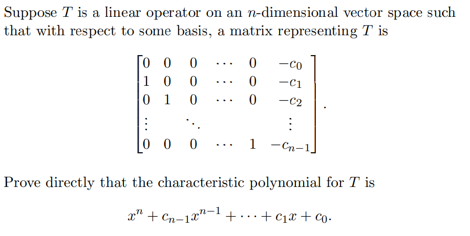Solved Suppose T is a linear operator on an n-dimensional | Chegg.com