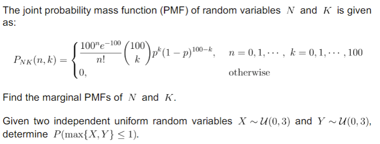 Solved The joint probability mass function (PMF) of random | Chegg.com