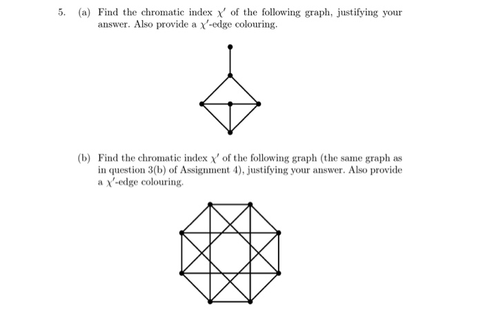 Solved 5. (a) Find the chromatic index x' of the following | Chegg.com