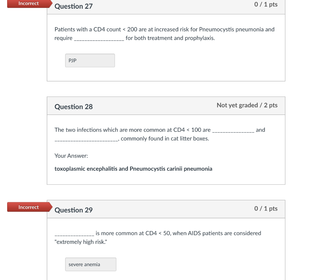Solved Incorrect Question 27 0 / 1 pts Patients with a CD4 | Chegg.com
