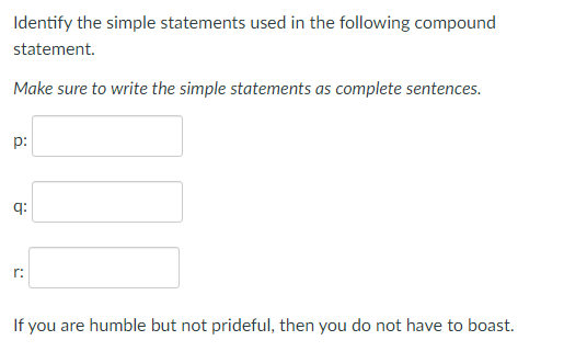 Solved Identify the simple statements used in the following | Chegg.com