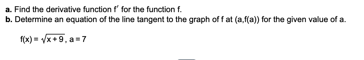 Solved a. ﻿Find the derivative function f' ﻿for the function | Chegg.com