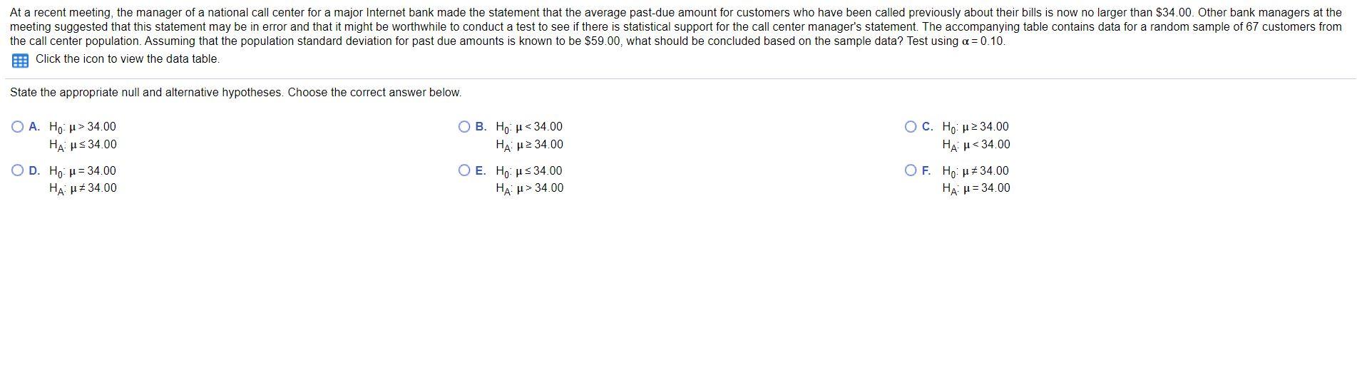 Solved At a recent meeting, the manager of a national call | Chegg.com