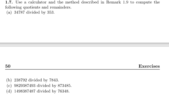 Solved 1.7. Use a calculator and the method described in | Chegg.com