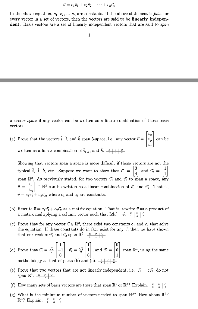 Solved v=c1v1+c2v2+⋯+cnvn In the above equation, c1,c2,…cn | Chegg.com