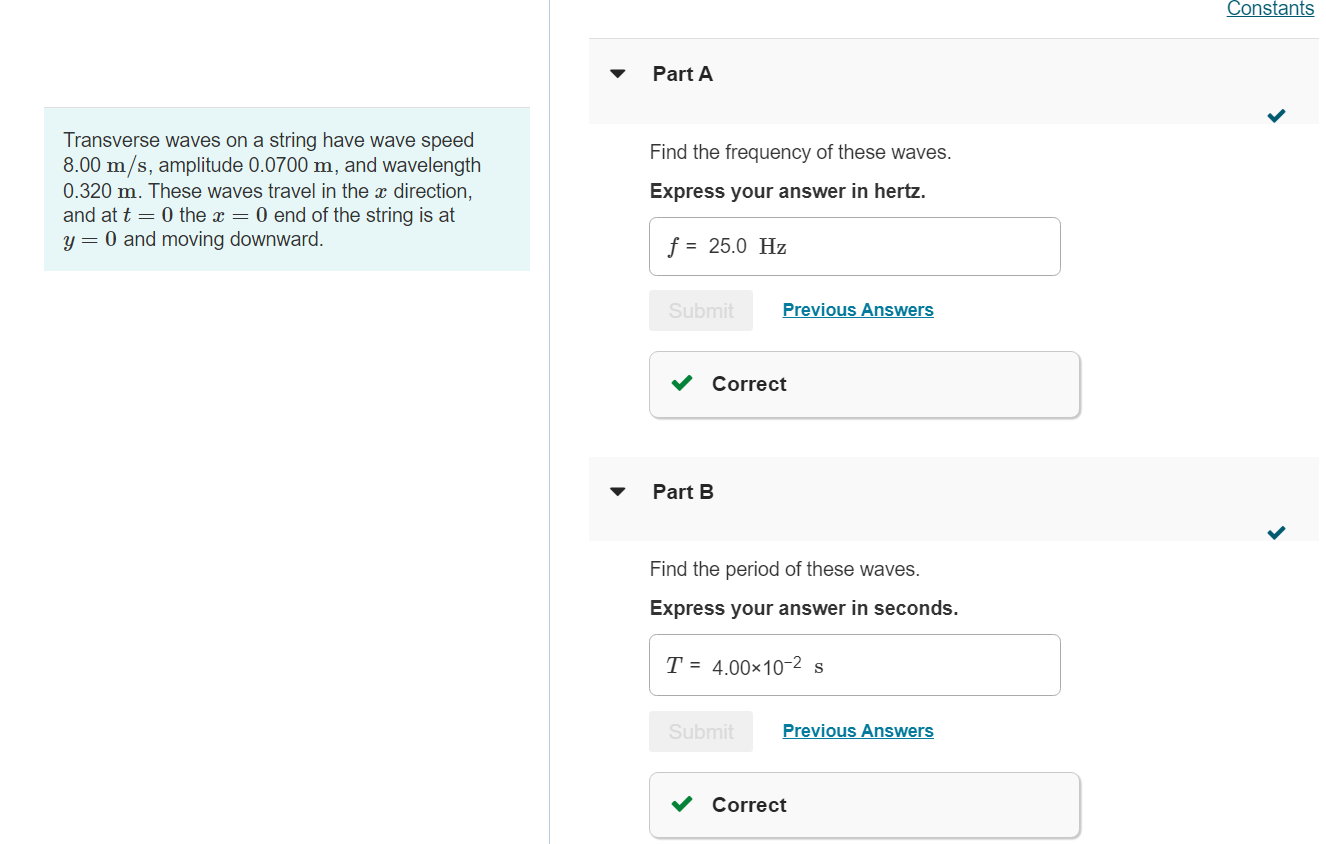 Solved Transverse waves on a string have wave speed 8.00 | Chegg.com