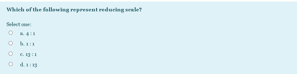 Solved Which of the following represent reducing scale? | Chegg.com