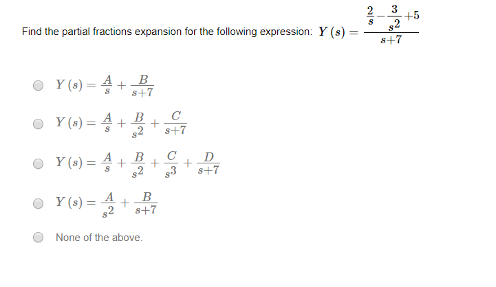 Solved Find the partial fractions expansion for the | Chegg.com