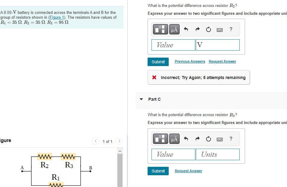 Solved What is the potential difference across resistor R2 ? | Chegg.com