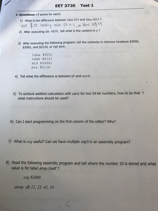 Solved EET 3720 Test 1 1. Questions: (4 points for each) 1) | Chegg.com