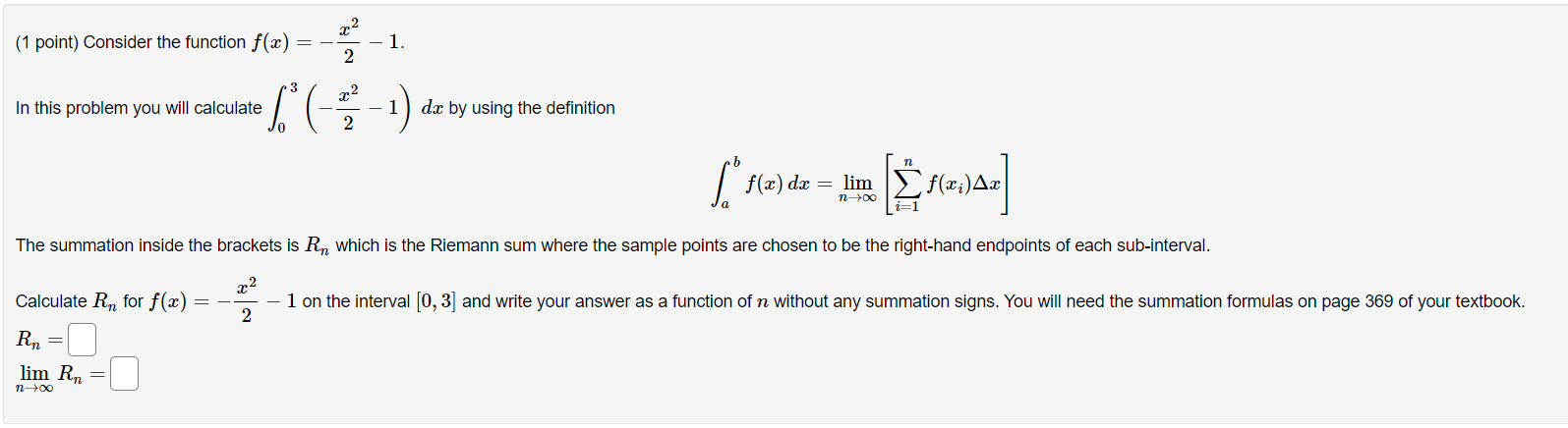 Solved (1 point) Consider the function f(x)=−2x2−1. In this | Chegg.com
