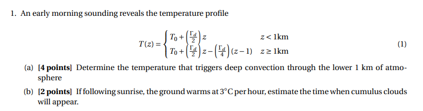 1. An early morning sounding reveals the temperature | Chegg.com