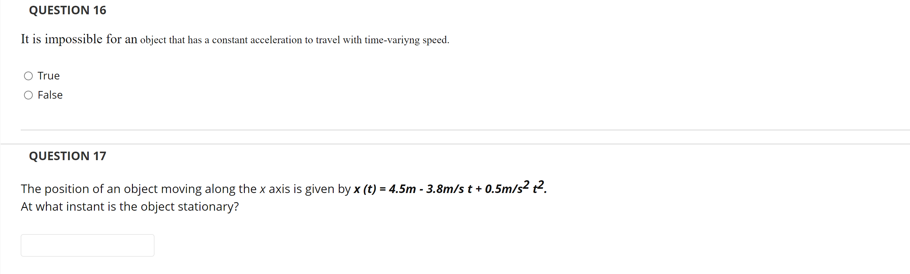 Solved QUESTION 16 It is impossible for an object that has a | Chegg.com