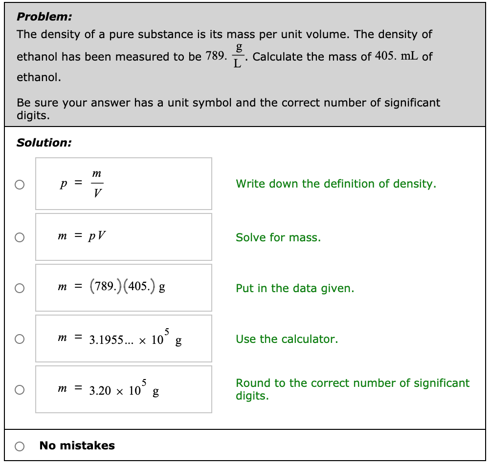 Solved Problem: The density of a pure substance is its mass | Chegg.com