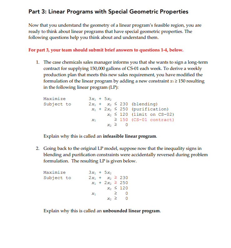 Solved Part 3: Linear Programs with Special Geometric | Chegg.com