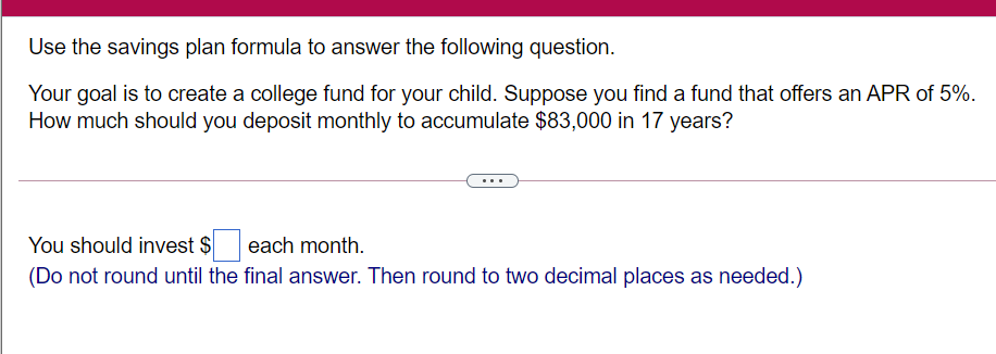 Solved Use the savings plan formula to answer the following | Chegg.com