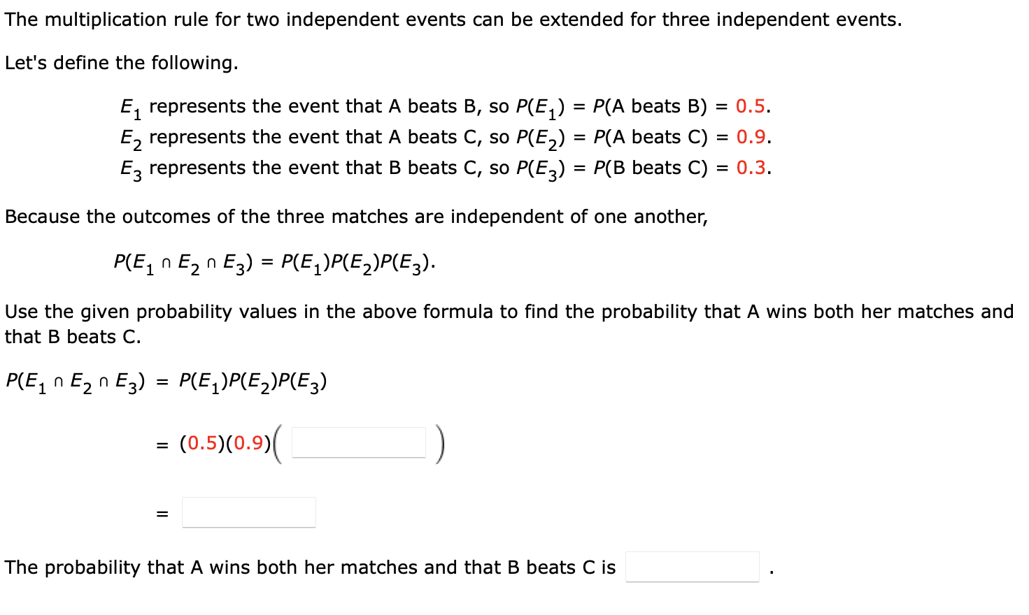 Solved The multiplication rule for two independent events | Chegg.com