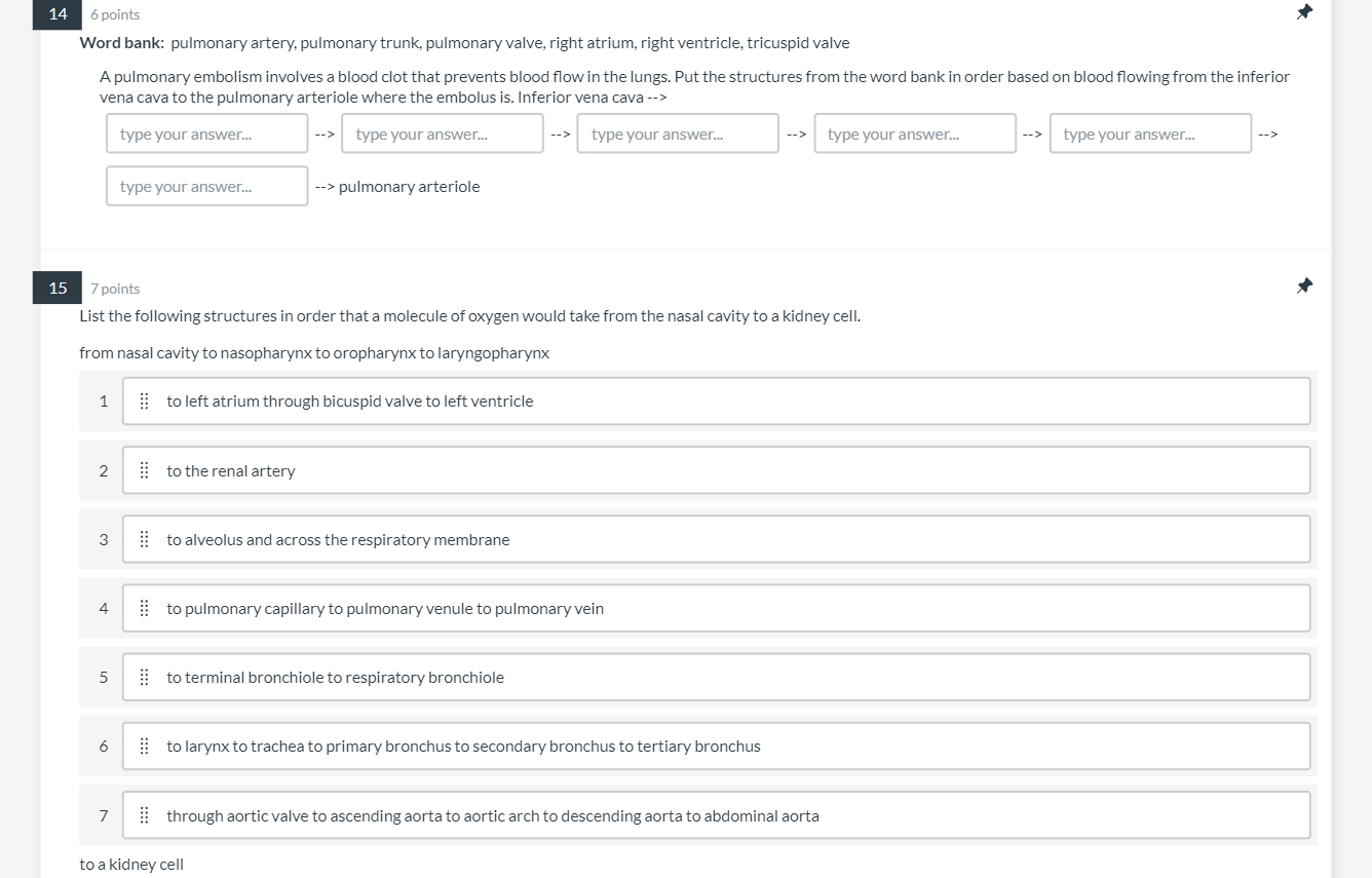 Solved 1 5 points Place the following structures in order | Chegg.com
