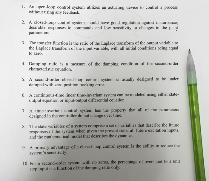 Solved 1. An open-loop control system utilizes an actuating | Chegg.com