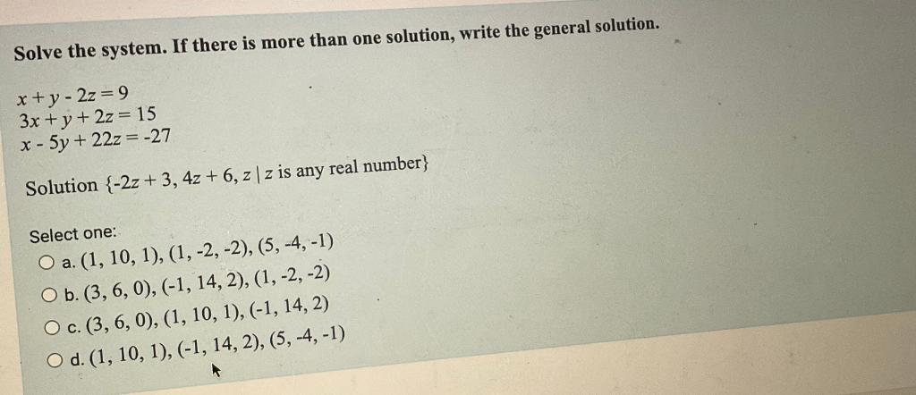 Solved Solve the system. If there is more than one solution, | Chegg.com