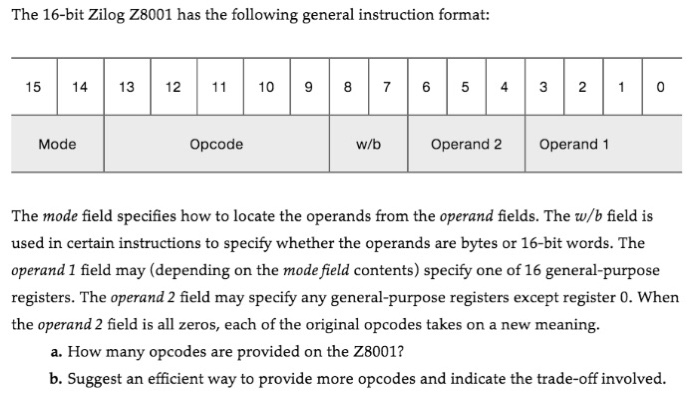 Solved The 16-bit Zilog Z8001 has the following general | Chegg.com