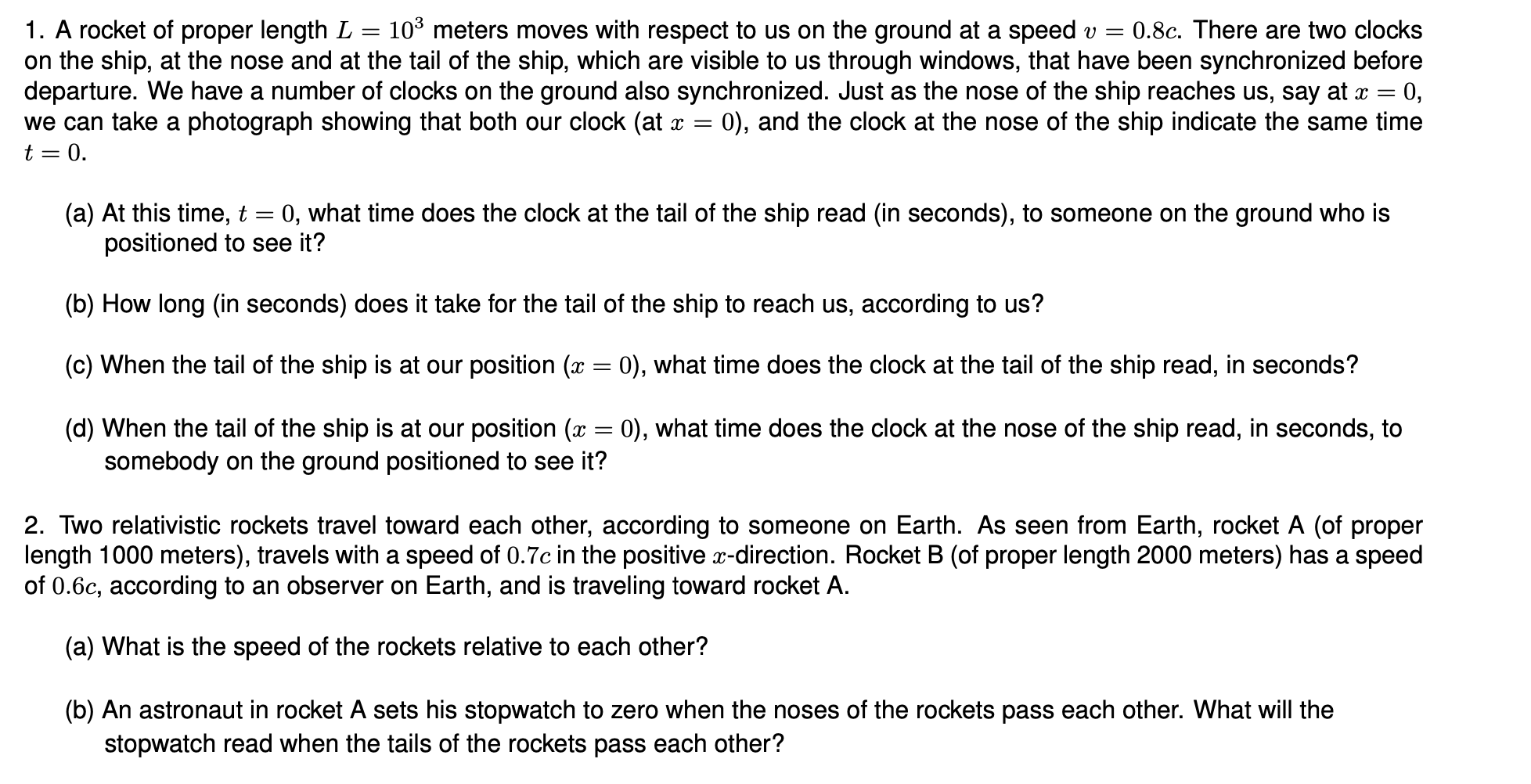 Solved 1. A rocket of proper length L=103 meters moves with | Chegg.com