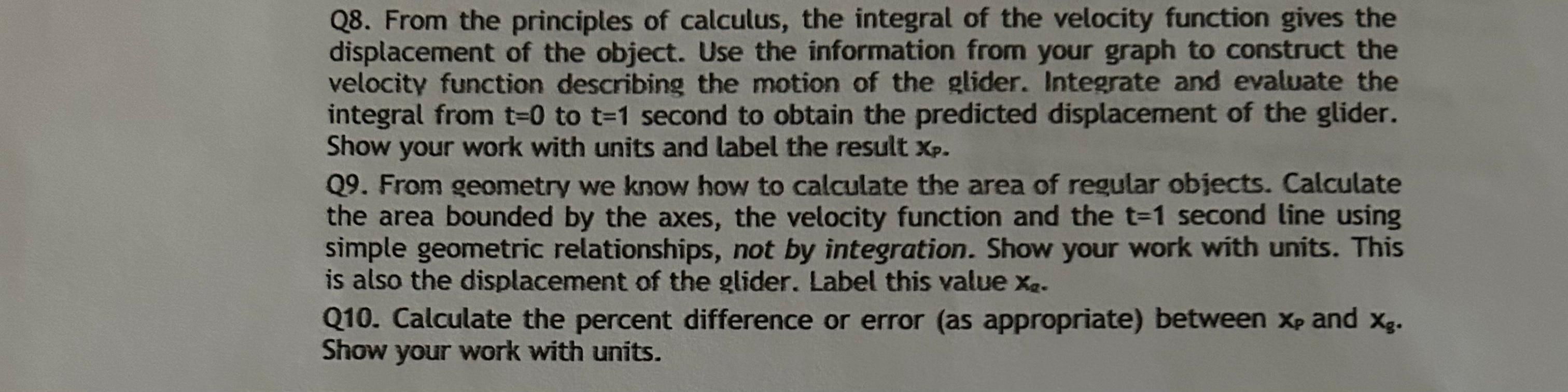 Solved time - velocityQ8. From the principles of calculus, | Chegg.com