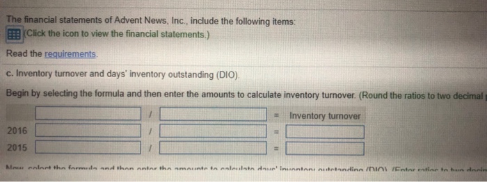 Solved The financial statements of Advent News, Inc., | Chegg.com