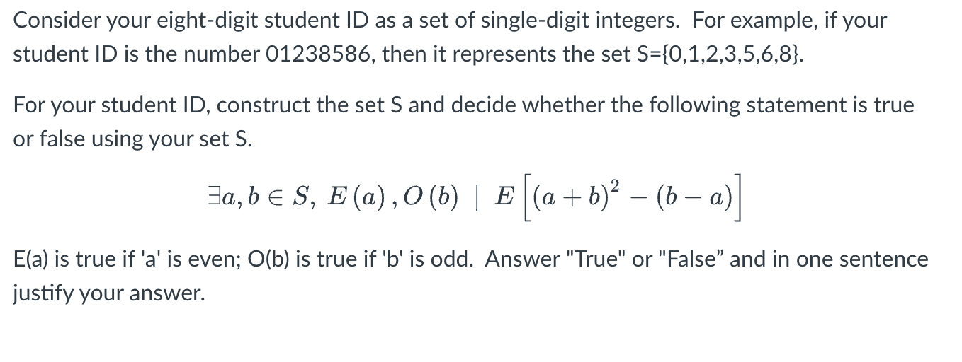 Solved Consider your eight-digit student ID as a set of | Chegg.com