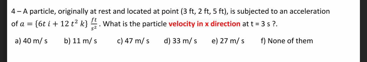 Solved 4- A particle, originally at rest and located at | Chegg.com