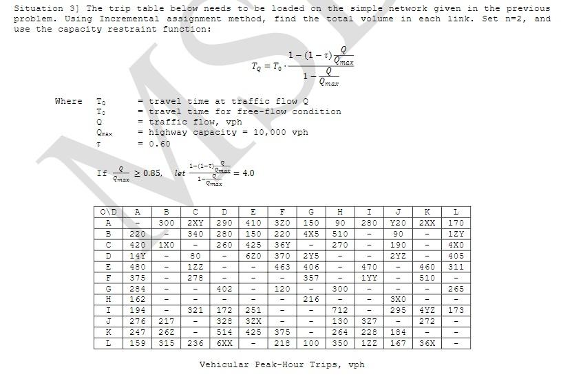 Situation 3] The trip table below needs to be loaded | Chegg.com