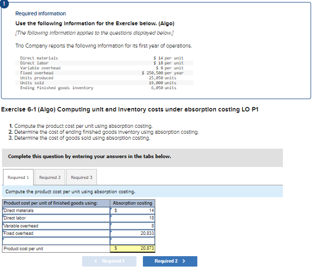 Solved Required Information Use the following information | Chegg.com