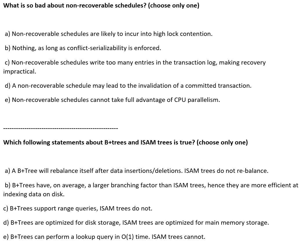 Solved What is so bad about non-recoverable schedules? | Chegg.com