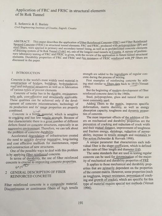 Application of FRC and FRSC in structural elements of | Chegg.com