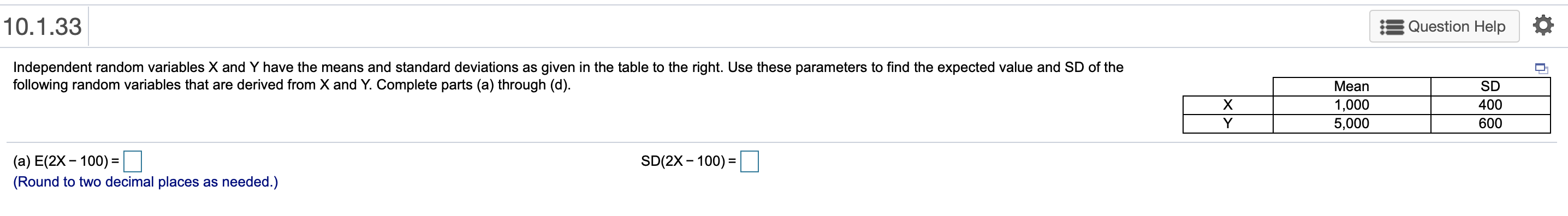 Solved 10.1.33 Question Help Independent random variables X | Chegg.com