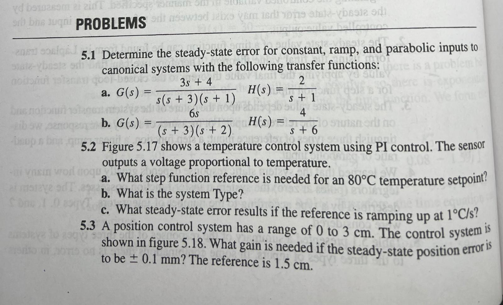 Solved 5.1 Determine the steady-state error for constant, | Chegg.com